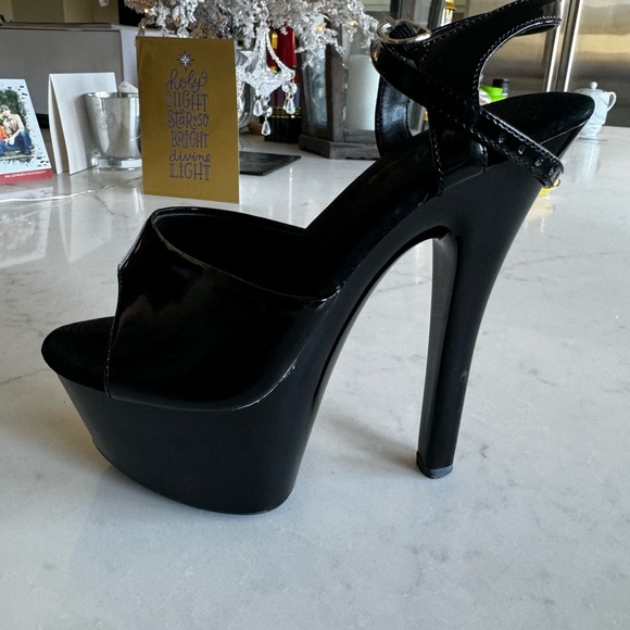 Shoes | Sexy Patentblack Platform Peep Toe Ankle Strap Sandals | Poshmark